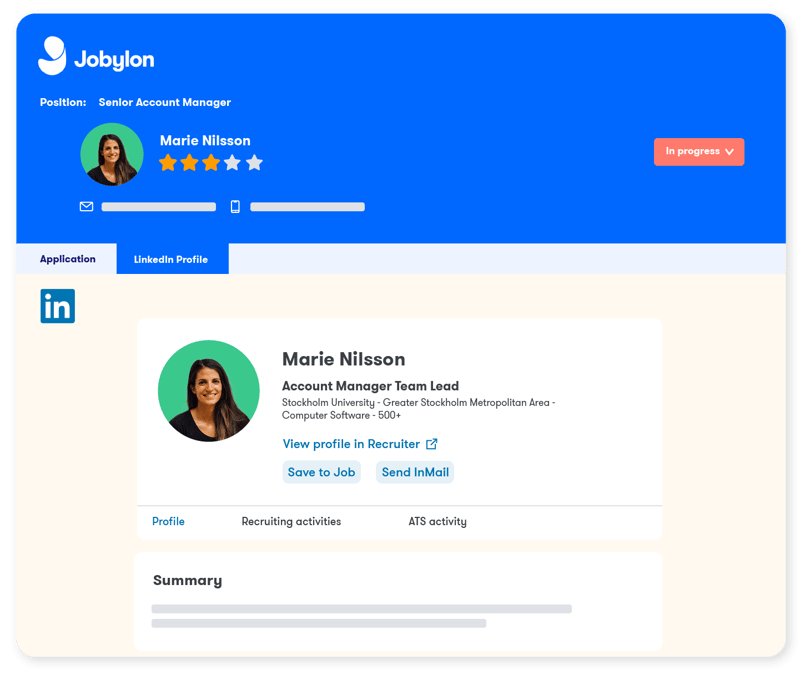 LinkedIn Recruiter System Connect integration features (RSC) - Jobylon